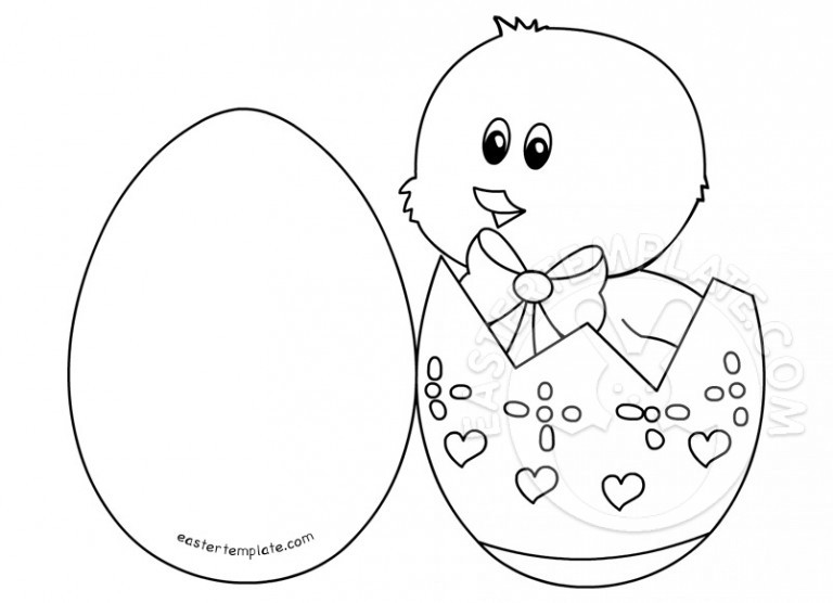 Chick in Egg card coloring page - Easter Template