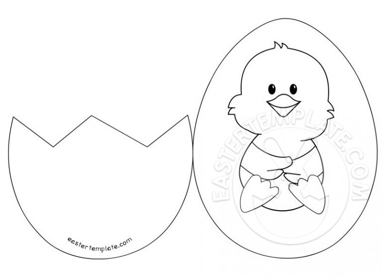 Easter chick inside a cracked egg - Easter Template