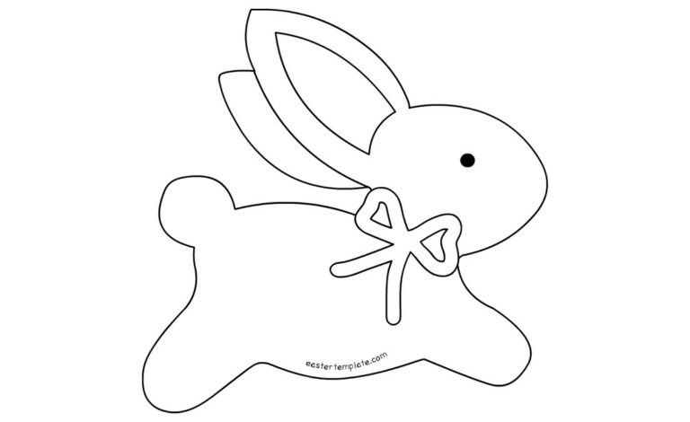 Running rabbit template coloring page - Easter Template