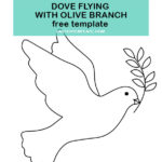 Dove Flying With Olive Branch - Easter Template