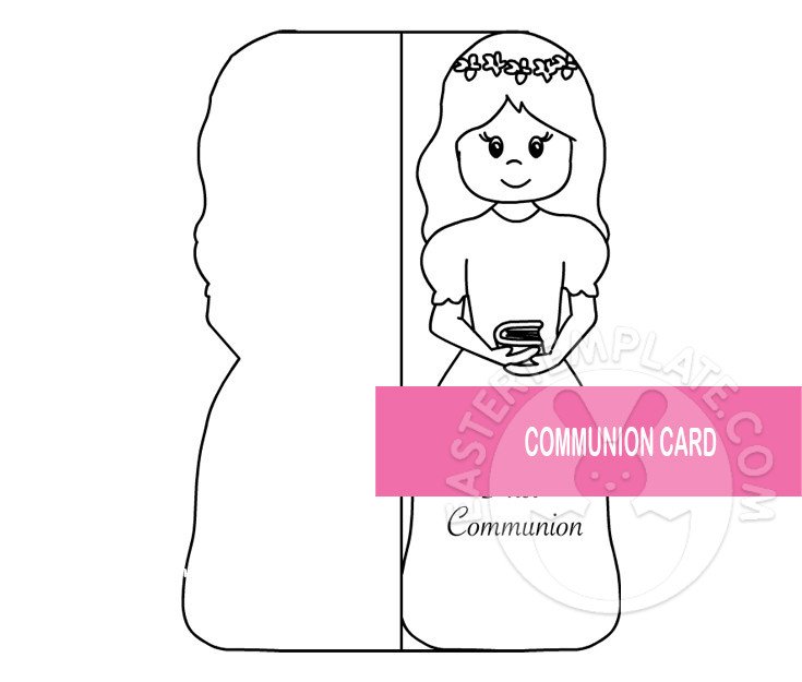 First Communion card for girl - Easter Template