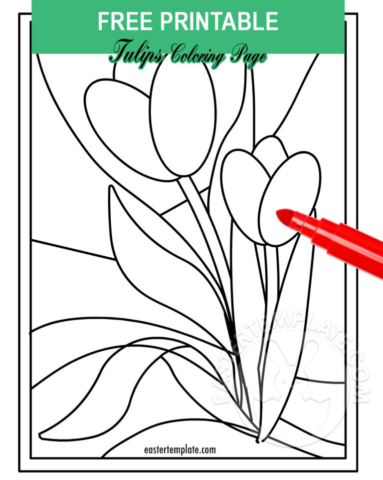 Beautiful Tulips coloring page - Easter Template