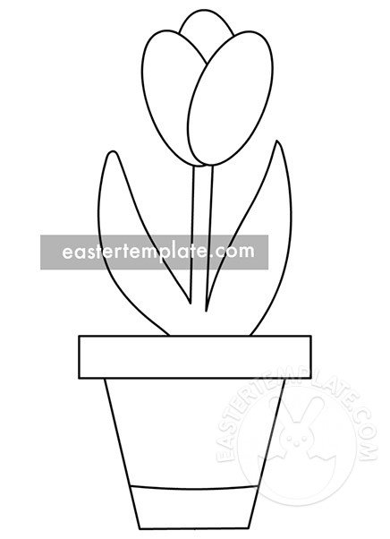 Tulip in pot coloring page - Easter Template