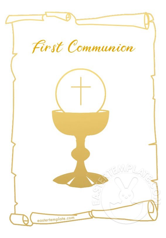 Free First Communion Parchment Gold - Easter Template