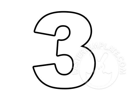 Number 3 template. Number three coloring page, click PDF