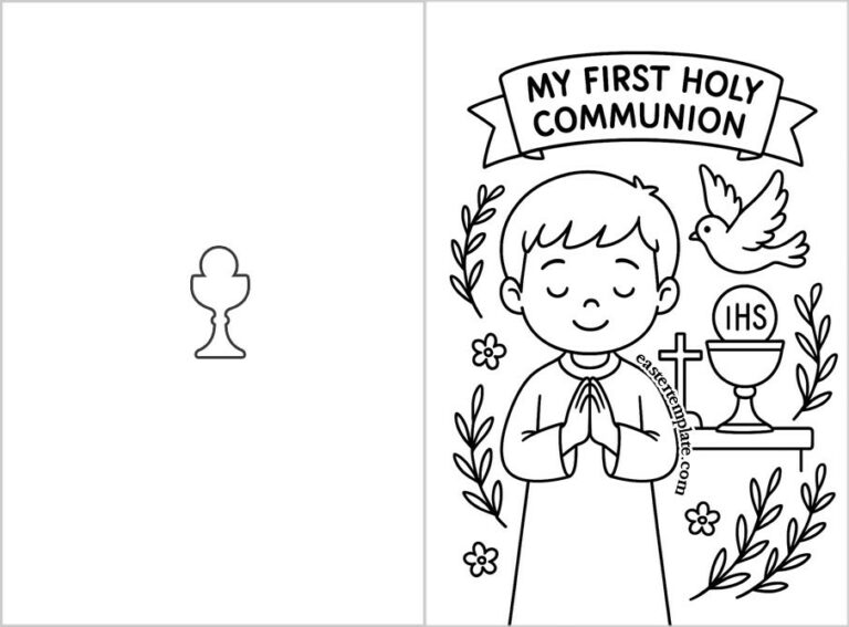 Boy First Communion Card - Easter Template