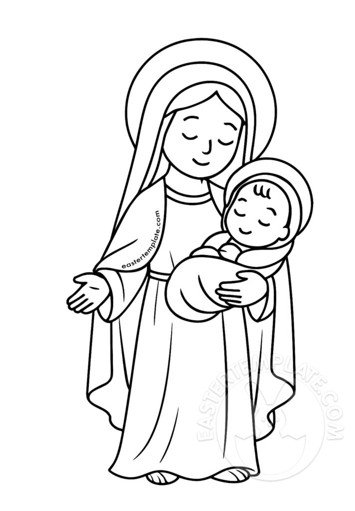 Mary Mother Of Jesus Coloring Page - Easter Template