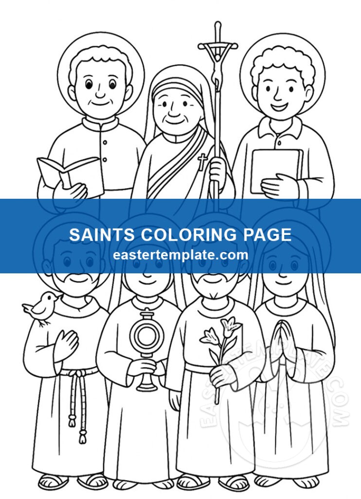 Saints coloring page for kids - Easter Template